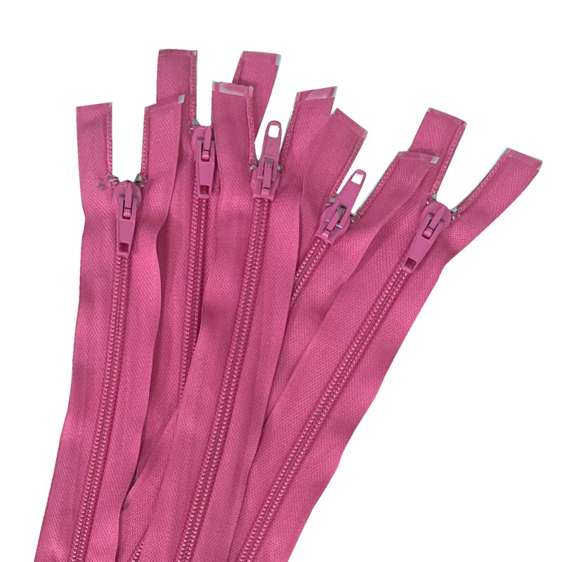 Pack Of 5 Pink nylon Zips (Open end) - EU Fabrics
