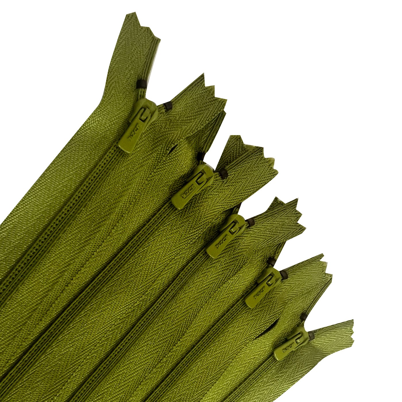 Pack Of 5 Lime green Nylon Zips (Closed end) - EU Fabrics