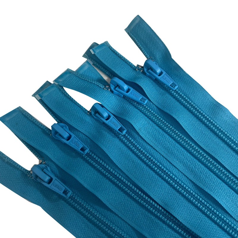 Pack of 5 Teal Nylon Zips (Open end) - EU Fabrics