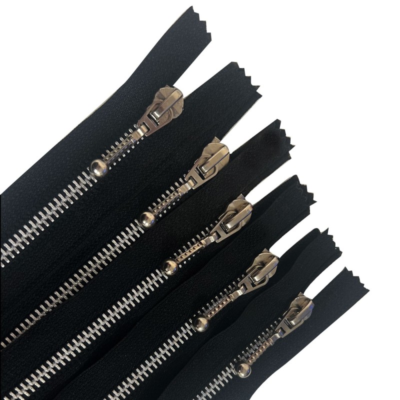 Pack of 5 Metal Zips with Open-End Diecast Ball Puller (No5) - EU Fabrics