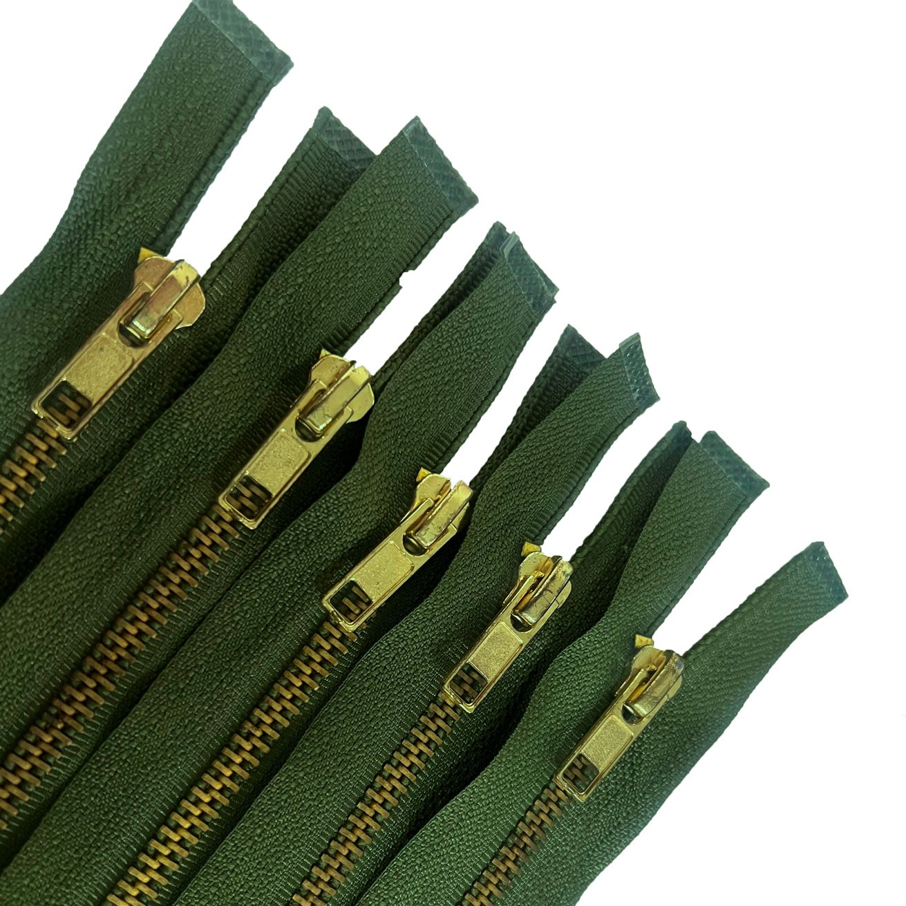 Pack Of 5 Brass Look Zips 22" / 56cm - EU Fabrics